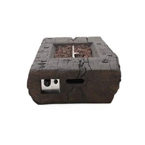 Christopher Knight Home Jamie Outdoor Wood Finish Rectangular Fire Pit with Tank Holder, Brown and Black