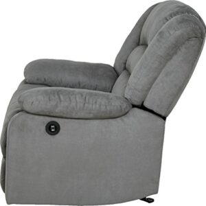 Relaxzen Longstreet Rocker Recliner with Massage, Heat and Dual USB Ports, Microfiber, Gray