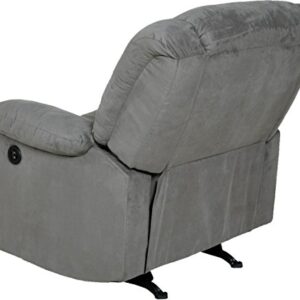 Relaxzen Longstreet Rocker Recliner with Massage, Heat and Dual USB Ports, Microfiber, Gray