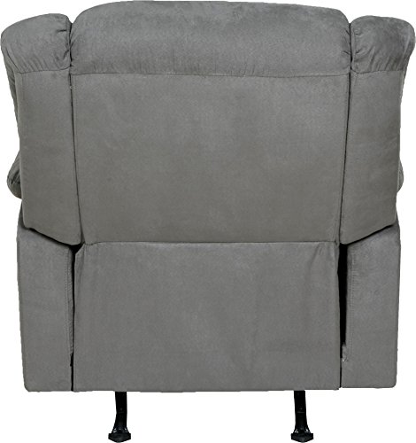 Relaxzen Longstreet Rocker Recliner with Massage, Heat and Dual USB Ports, Microfiber, Gray