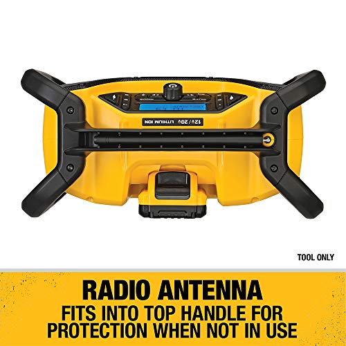 DEWALT 12V/20V MAX* Portable Radio, Bluetooth, Cordless, Jobsite, Tool Only (DCR028B) , Black