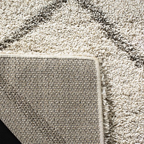 SAFAVIEH Hudson Shag Collection 8' x 10' Ivory/Grey SGH281A Modern Diamond Trellis Non-Shedding Living Room Bedroom Dining Room Entryway Plush 2-inch Thick Area Rug