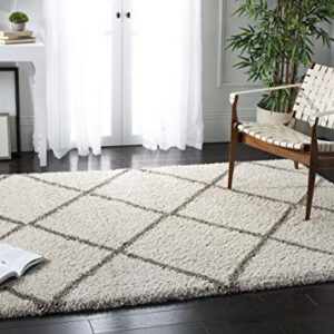 SAFAVIEH Hudson Shag Collection 8' x 10' Ivory/Grey SGH281A Modern Diamond Trellis Non-Shedding Living Room Bedroom Dining Room Entryway Plush 2-inch Thick Area Rug