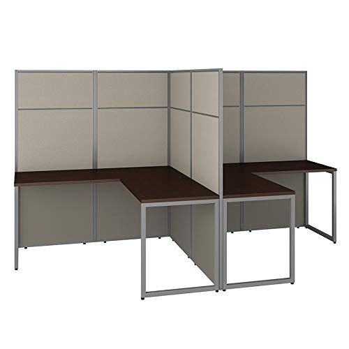 Bush Business Furniture Easy Office 2 Person L Shaped Cubicle Desk Workstation with 66H Panels, 60Wx60H, Mocha Cherry