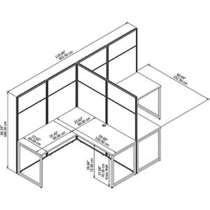 Bush Business Furniture Easy Office 2 Person L Shaped Cubicle Desk Workstation with 66H Panels, 60Wx60H, Mocha Cherry