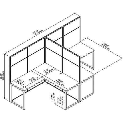 Bush Business Furniture Easy Office 2 Person L Shaped Cubicle Desk Workstation with 66H Panels, 60Wx60H, Mocha Cherry