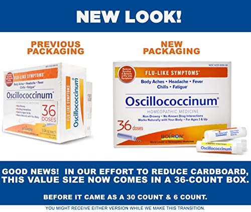 Boiron Oscillococcinum Homeopathic Medicine for flu-Like Symptoms, White, 36 Count