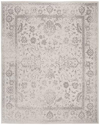 SAFAVIEH Adirondack Collection 8' x 10' Ivory / Silver ADR109C Oriental Distressed Non-Shedding Living Room Bedroom Dining Home Office Area Rug