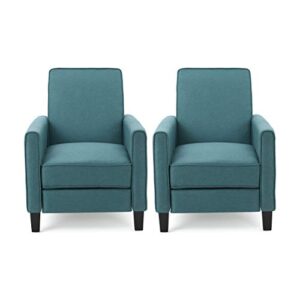 christopher knight home emmie fabric recliner (set of 2), dark teal, dark brown