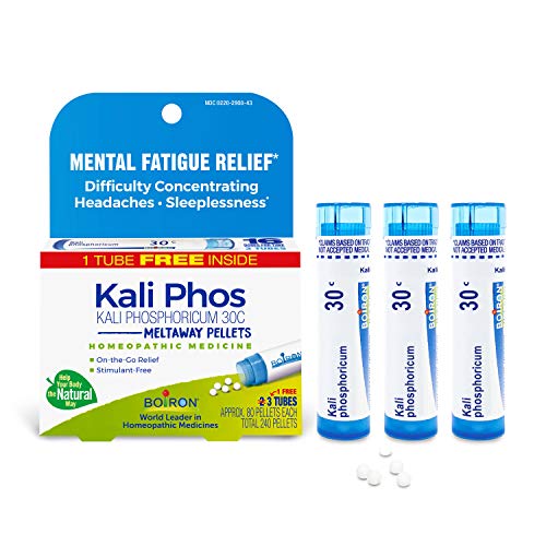 Boiron Kali Phosphoricum 30C Homeopathic Medicine for Headaches, Sleeplessness, Mental Fatigue, and Concentration Difficulties - 3 Count (240 Pellets)