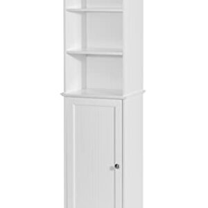 Spirich Home Freestanding Storage Cabinet with Three Tier Shelves, Tall Slim Cabinet, Free Standing Linen Tower, White