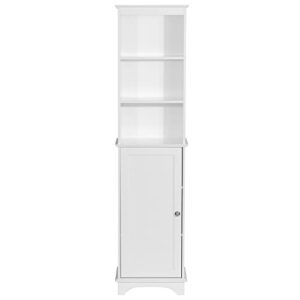 Spirich Home Freestanding Storage Cabinet with Three Tier Shelves, Tall Slim Cabinet, Free Standing Linen Tower, White