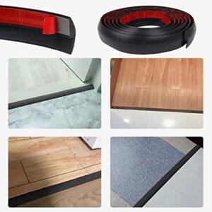 Urdrsaf 10Ft Black Floor Transition Strip Floor Edging Trim PVC Threshold Strips Suitable for Thickness Less Than 5mm