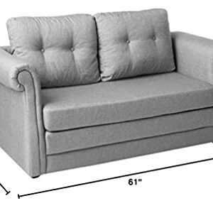 US Pride Furniture Modern Fabric Upholstered Reversible Loveseat with Sofa Bed and Tufted Finish Gray