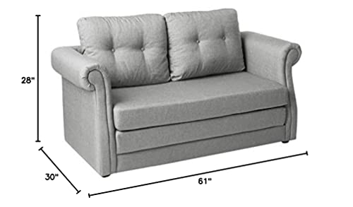 US Pride Furniture Modern Fabric Upholstered Reversible Loveseat with Sofa Bed and Tufted Finish Gray