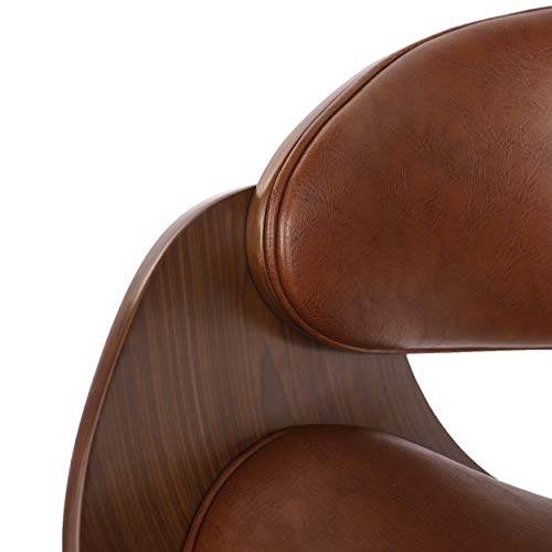 Christopher Knight Home Brinson ARMLESS Office Chair, Cognac Brown + Chrome + Walnut