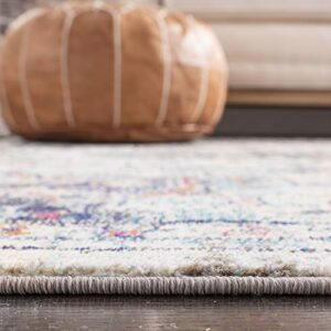 SAFAVIEH Madison Collection 8' x 10' Cream/Blue MAD473B Boho Chic Medallion Distressed Non-Shedding Living Room Bedroom Dining Home Office Area Rug