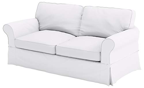 The Cotton Sofa Cover (Width: 81”~ 85”, Not 92” !) Fits Pottery Barn PB Comfort Roll ARM Sofa (Not Grand Sofa). A Durable Slipcover Replacement (White (Box Edge))