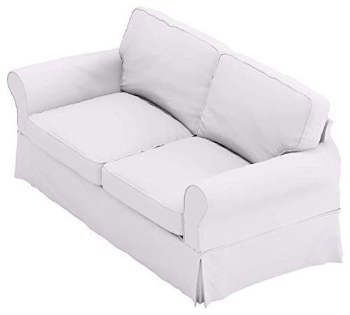 The Cotton Sofa Cover (Width: 81”~ 85”, Not 92” !) Fits Pottery Barn PB Comfort Roll ARM Sofa (Not Grand Sofa). A Durable Slipcover Replacement (White (Box Edge))