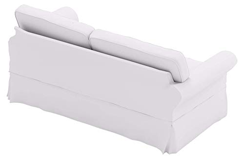 The Cotton Sofa Cover (Width: 81”~ 85”, Not 92” !) Fits Pottery Barn PB Comfort Roll ARM Sofa (Not Grand Sofa). A Durable Slipcover Replacement (White (Box Edge))