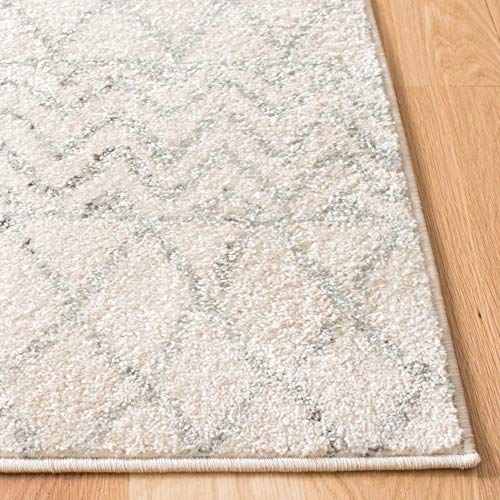 SAFAVIEH Tulum Collection 8' x 10' Ivory/Grey TUL270A Moroccan Boho Distressed Non-Shedding Living Room Bedroom Dining Home Office Area Rug