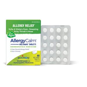 boiron allergycalm tablets for relief from allergy and hay fever symptoms of sneezing, runny nose, and itchy eyes or throat – 60 count