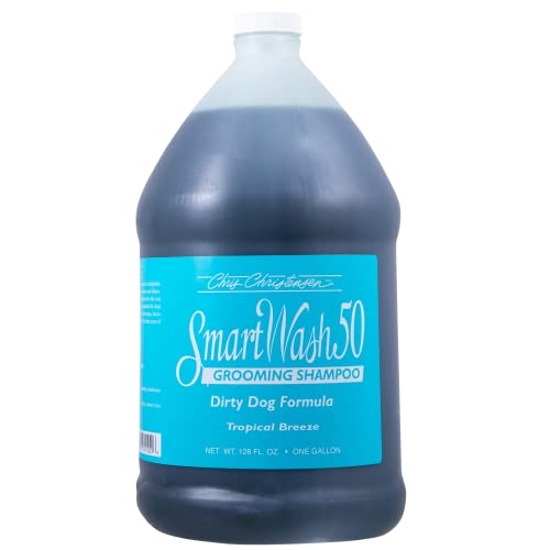 Chris Christensen SmartWash50 Tropical Breeze Ultra Concentrated Dog Shampoo, Makes up to 50 Bottles, Groom Like a Professional, Delightfully Fragranced and Concentrated, Suitable For All Coats, Made in the USA, Gallon