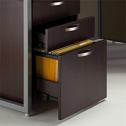 Bush Business Furniture Easy Office 2 Person L Shaped Cubicle Desk with Drawers and 66H Panels, 60Wx60H, Mocha Cherry