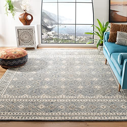 SAFAVIEH Micro-Loop Collection 8' x 10' Blue/Ivory MLP803M Handmade Premium Wool Area Rug