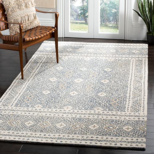 SAFAVIEH Micro-Loop Collection 8' x 10' Blue/Ivory MLP803M Handmade Premium Wool Area Rug