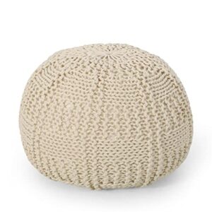 christopher knight home hortense pouf, ivory