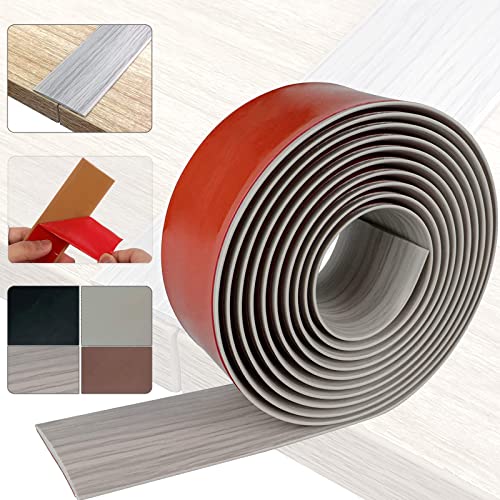 DAILISEN Self Adhesive Floor & Door Flat Transition Strip Vinyl Floor Edge Trim Laminate Floor Gap Covering Joining Strip (100cm×5cm, Grey Wood Grain)