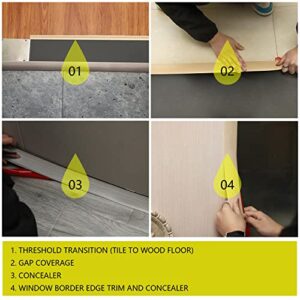 DAILISEN Self Adhesive Floor & Door Flat Transition Strip Vinyl Floor Edge Trim Laminate Floor Gap Covering Joining Strip (100cm×5cm, Grey Wood Grain)