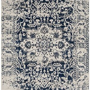 SAFAVIEH Madison Collection 8' x 10' Cream / Navy MAD603D Oriental Snowflake Medallion Distressed Non-Shedding Living Room Bedroom Dining Home Office Area Rug