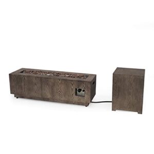 christopher knight home abbott outdoor rectangular fire pit with tank holder, brown wood pattern