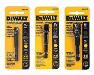 dewalt 3-pc socket adapter set includes dw2541ir, dw2542ir, dw2547ir