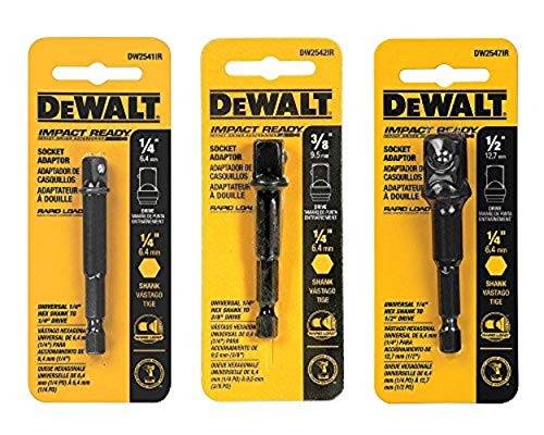 DeWalt 3-pc Socket Adapter Set includes DW2541IR, DW2542IR, DW2547IR