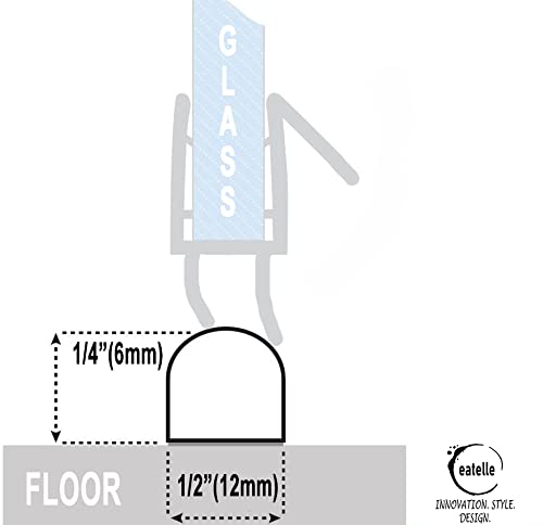 eatelle 1/2" Wide x 1/4" Clear Acrylic Frameless Shower Dam / Threshold 36 Inch Long Splash Guard Profile Half Round Splash Protection Water Repellent Bath Attachment Semicircular Water Repellent