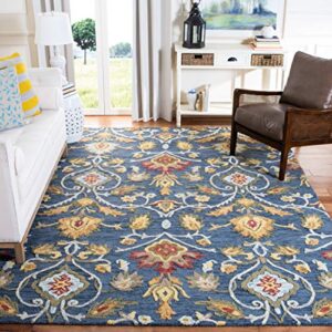 safavieh blossom collection 8′ x 10′ navy / multi blm402a handmade premium wool area rug