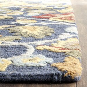 SAFAVIEH Blossom Collection 8' x 10' Navy / Multi BLM402A Handmade Premium Wool Area Rug