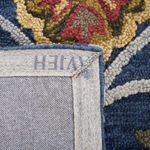 SAFAVIEH Blossom Collection 8' x 10' Navy / Multi BLM402A Handmade Premium Wool Area Rug