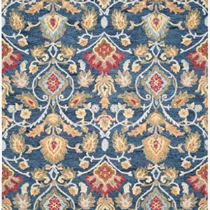 SAFAVIEH Blossom Collection 8' x 10' Navy / Multi BLM402A Handmade Premium Wool Area Rug