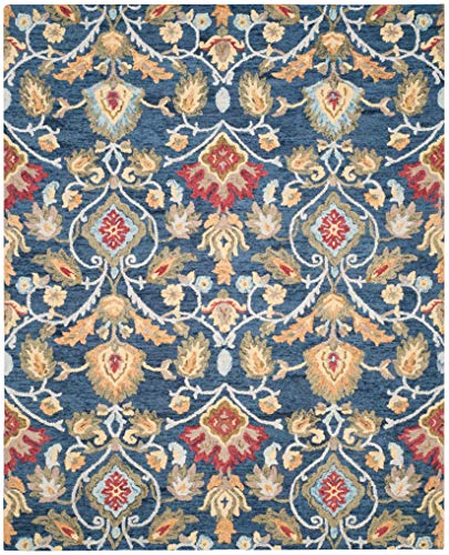 SAFAVIEH Blossom Collection 8' x 10' Navy / Multi BLM402A Handmade Premium Wool Area Rug