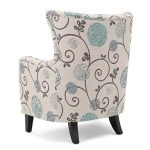 Christopher Knight Home Arabella Fabric Club Chair, White And Blue Floral 29.1D x 29.9W x 36.6H in