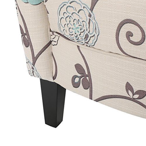 Christopher Knight Home Arabella Fabric Club Chair, White And Blue Floral 29.1D x 29.9W x 36.6H in