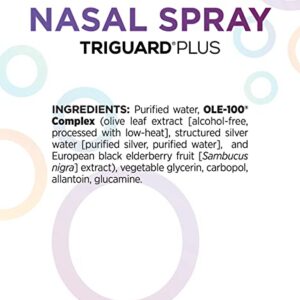 TriGuard Plus Colloidal Silver Nasal Spray with Olive Leaf Extract & Elderberry Extract | Sinus Treatment, Nose Spray & Immune System Booster 2 oz / 60ml