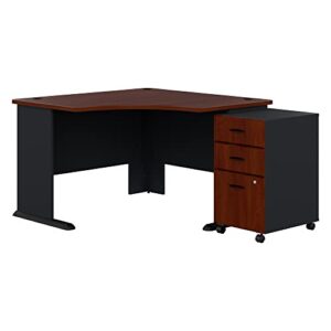 Bush Business Furniture Series A 48W Corner Desk with Mobile File Cabinet in Hansen Cherry and Galaxy