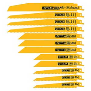 dewalt reciprocating saw blades, bi-metal set with case, 12-piece (dw4892)