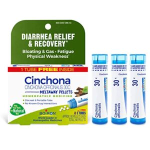 boiron cinchona 30c homeopathic medicine for relief from diarrhea, bloating, gas, fatigue, and physical weakness, 80 count – 3 count (pack of 1)