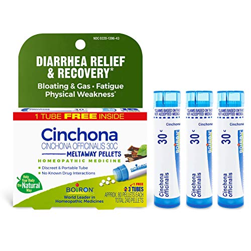 Boiron Cinchona 30C Homeopathic Medicine for Relief from Diarrhea, Bloating, Gas, Fatigue, and Physical Weakness, 80 Count - 3 Count (Pack of 1)